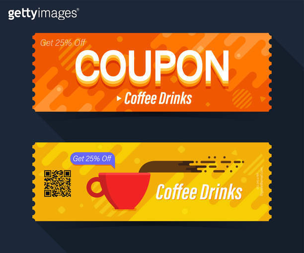 Coffee Drinks Coupon Get 25% Off. Ticket card element template for ...