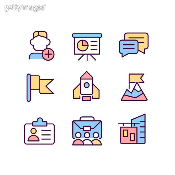 Career goals pixel perfect RGB color icons set 이미지 (1412661747) - 게티이미지뱅크