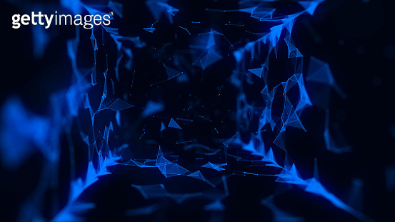 Space fantasy tunnel. Network connection structure cyberspace with ...