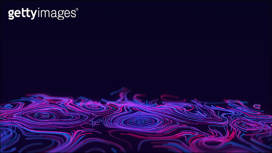 Digital database cyberspace. Flow of colored particles. Decoding ...