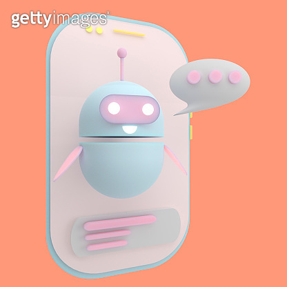 Robot chatbot icon 3d. Cute AI bot helper mascot character cartoon ...