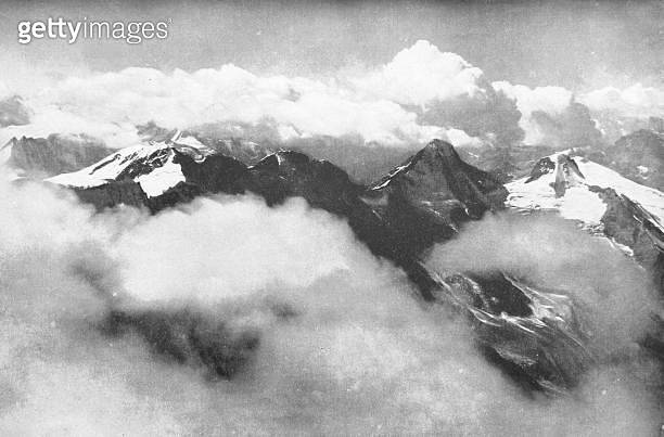 View of the Breithorn and Tschingelhorn from the summit of the Jungfrau ...