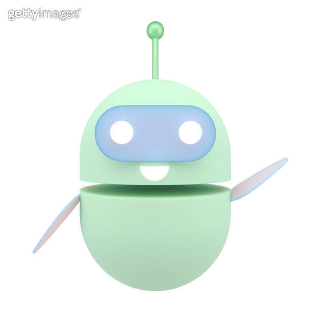 Robot chatbot icon 3d. Cute AI bot helper mascot character cartoon ...