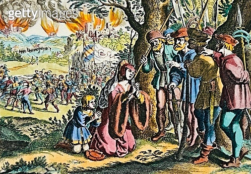 German peasants war 1524/25, Countess Helfenstein and her son beg the ...