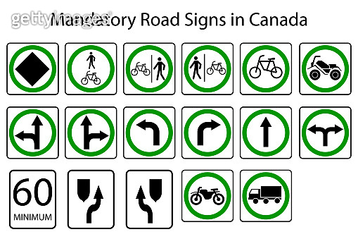 Road signs in Canada. Canadian Mandatory signs. Vector illustration ...