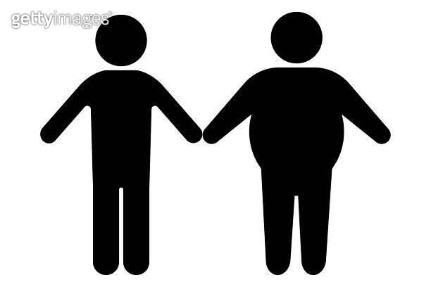 Icon with black fat skinny people for concept design. Silhouette ...