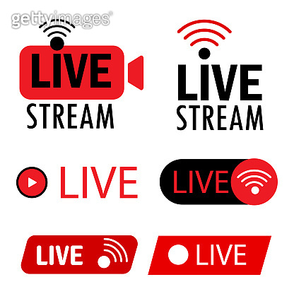 Live stream icon set. Broadcast logo. App symbol. Technology concept ...