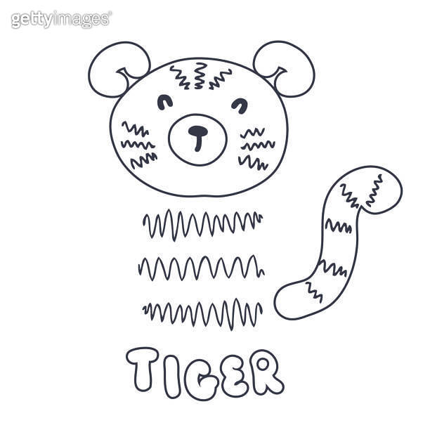 Hand drawn simple tiger doodle. Perfect for T-shirt, poster, textile ...