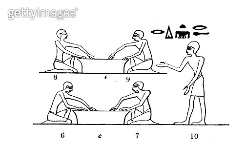 19th c engraving washing gold under supervision; Beni Hassan ;Tomb art ...