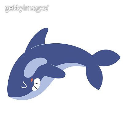 Cute killer whale character, orca whale swimming and smiling, adorable ...