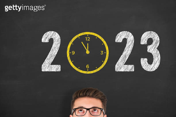 New Year Concepts 2023 Countdown Clock Over Human Head on Blackboard ...