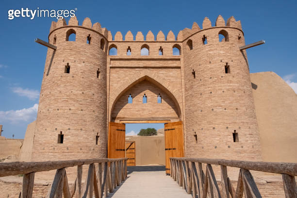 Reconstruction of Otrar city defence walls and fortress. Otyrar (Farab ...