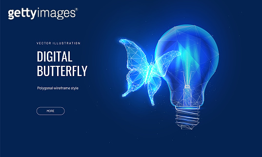 Digital butterfly in digital futuristic style. Startup or idea concept ...