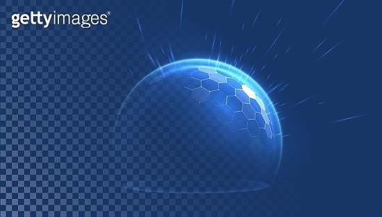 Protection shield effect in futuristic light style. Bubble shield in an ...