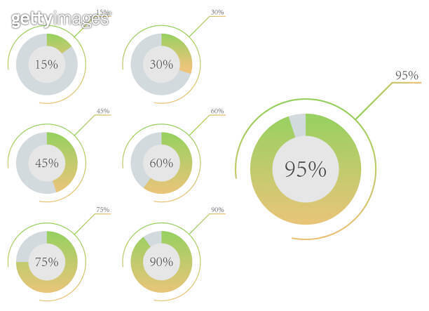 Vector circle progress bar percents pie diagrams chart gradient ...