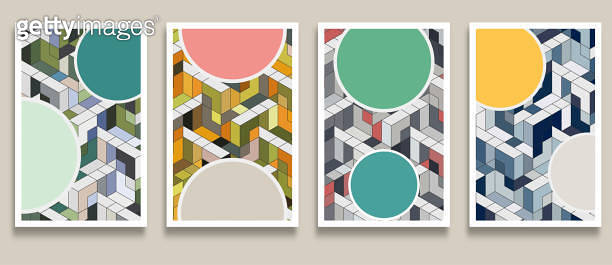 Vector Cube Structure Jigsaw Puzzle Geometric Minimalism Banner Card ...