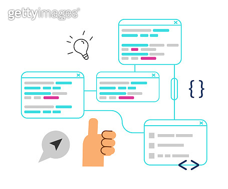 Code algorithm, programming language system - flat vector illustration ...