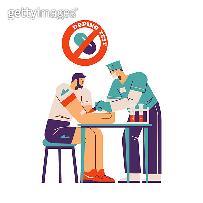 Anti-doping banner with sportsman has blood test, vector illustration ...