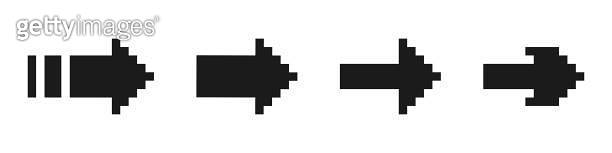 Set of pixel arrows. Collection of black cursors. 8-bit pointers ...