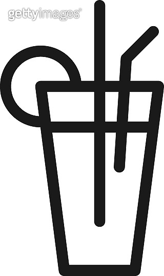 Summer cocktail signs. Vector symbol drawn in flat style with black ...