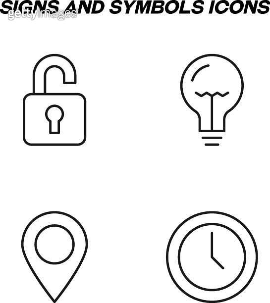 Minimalistic outline signs drawn in flat style. Editable stroke. Vector ...