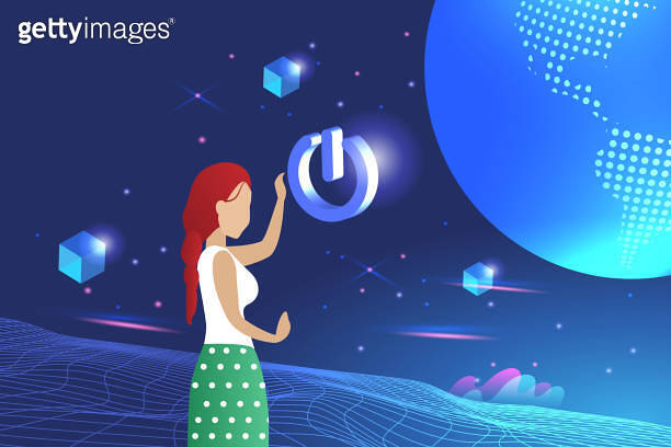 Earth hour, girl turn off light globe to save energy. World environment ...