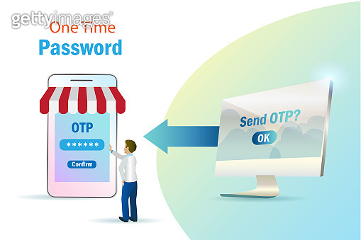 OTP One time password, two factor authentication code on laptop ...