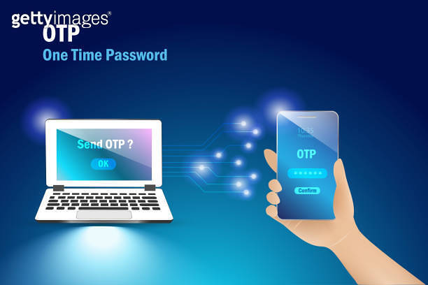 OTP One time password, two factor authentication code on laptop ...
