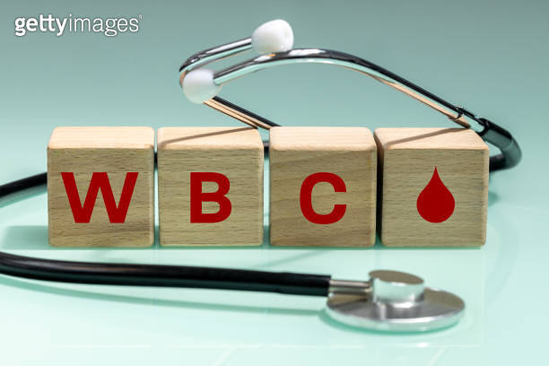 wooden blocks with the words WBC, white blood cells, count, corpuscles ...