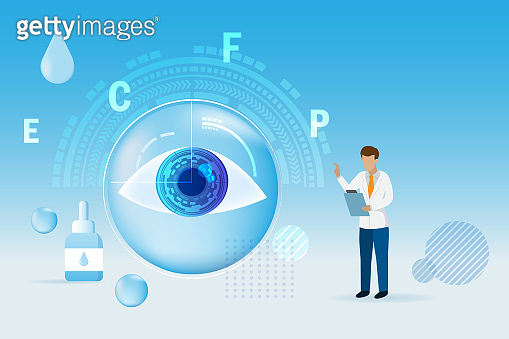 Ophthalmologist doctor diagnosis and check up patient eyesight ...