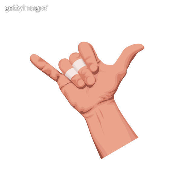 Shaka bjj hand sign with finger tapes realistic vector illustration in ...