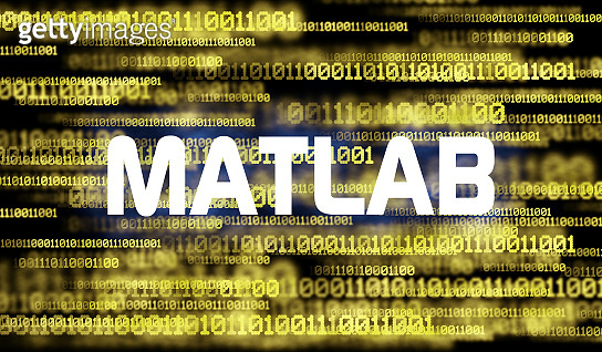 Word MATLAB and abstract cyberspace with binary code on dark background ...