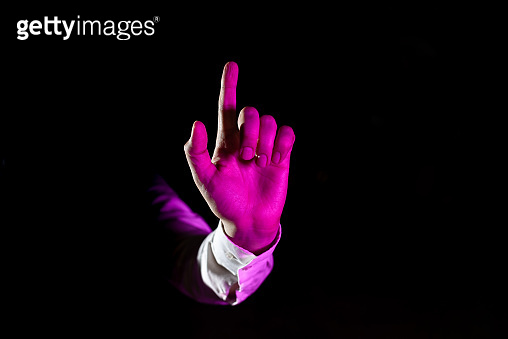 Hand Of Male Professional Pointing And Gesturing While Taking Training ...