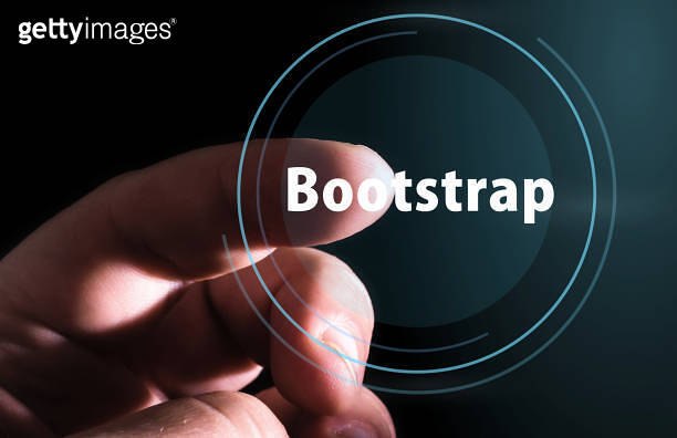 Hand pressing Bootstrap button on virtual screen. (1405668892) - 게티이미지뱅크