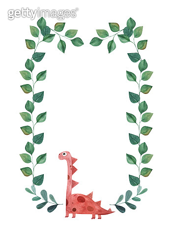 Cute hand drawn watercolor dinosaur cartoon baby shower art (1395104459 ...