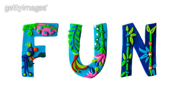 Bright cool plasticine march month cute handmade lettering parrot art ...