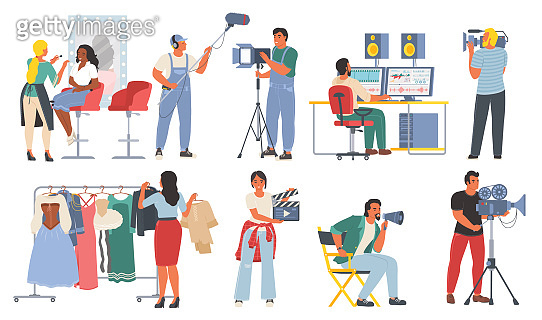 Film crew vector set cinema production studio (1441360374) 일러스트, 무료 ...