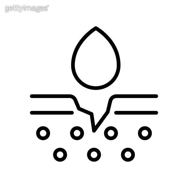 Evaporation set icon. Skin care cream, water drop, sunscreen, pore ...