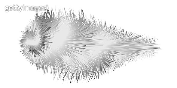 Furry shaggy shape, gray downy brush, winter fur hairy texture ...