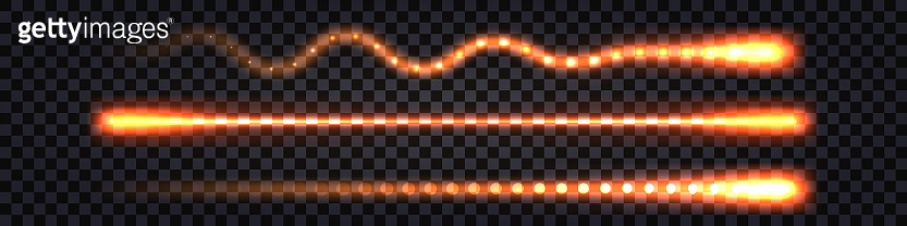 Glowing laser beam, fiery light effect. Electric thunder bolt, fire ...