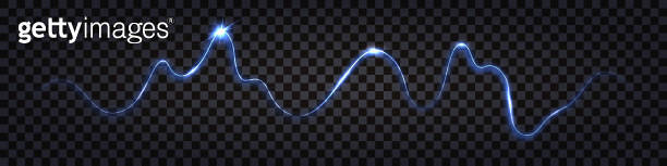 Blue electric discharge, lightning thunder bolt. Wavy swirl cable with ...