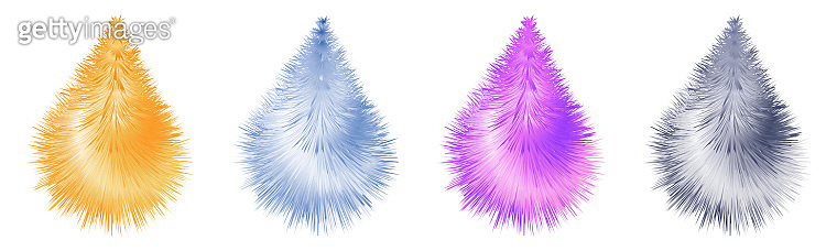 Fur pompoms, fuzzy colorful 3d elements, drop shapes, furry texture ...