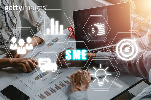 SME, Small and medium-sized enterprises, Business team analyzing income ...