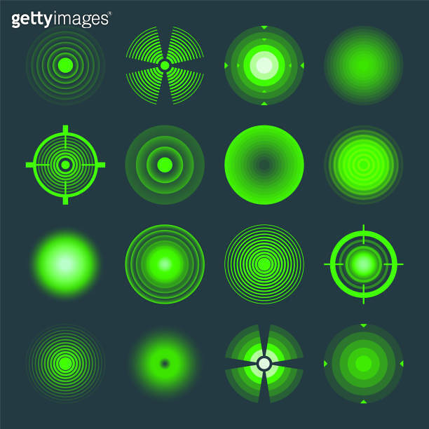Thermal, night vision scope. Crosshair, gun sight vector icons ...