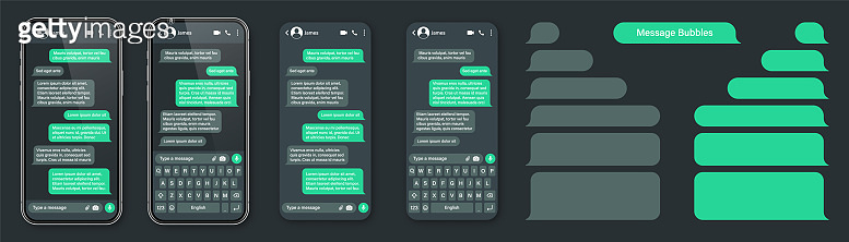 Realistic smartphone with messaging app. SMS text frame. Conversation ...