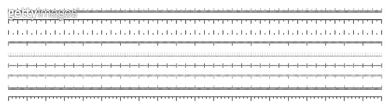 Various measurement scales with divisions. Realistic long scale for ...