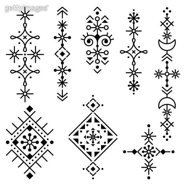 Icelandic rune art style geometric tribal line art vector long design ...