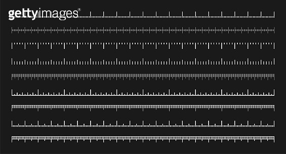 Various measurement scales with divisions. Realistic white scale for ...