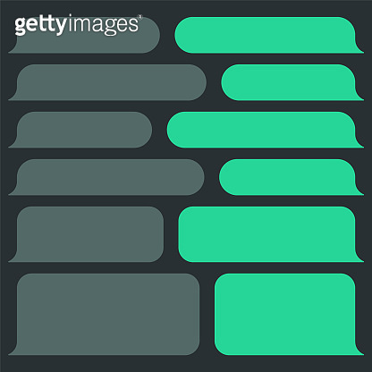 Blank various message bubbles. Green chat or messenger speech bubble ...