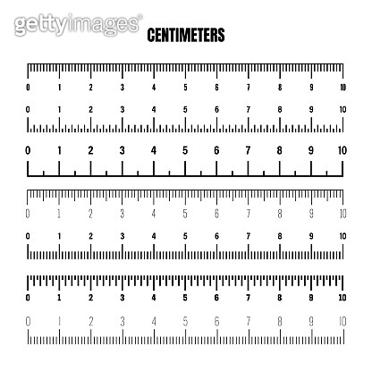 Realistic black centimeter scale for measuring length or height ...